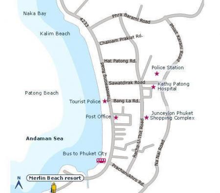 Map of Merlin Beach Resort, Phuket